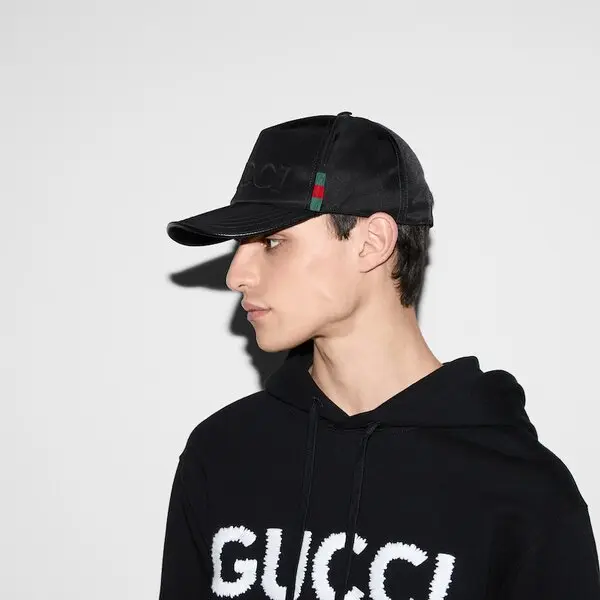 Gucci Nylon Baseball Hat With Embossed Logo