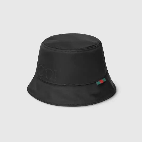 Gucci nylon gg emblem bucket hat in black Reversible GG nylon bucket hat | Le Noir - Unconventional Luxury main image 3
