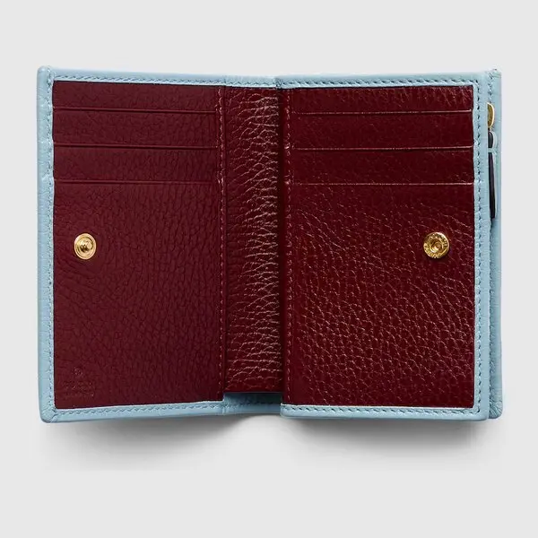 Gucci Bi-color Gg Marmont Small Wallet Leather