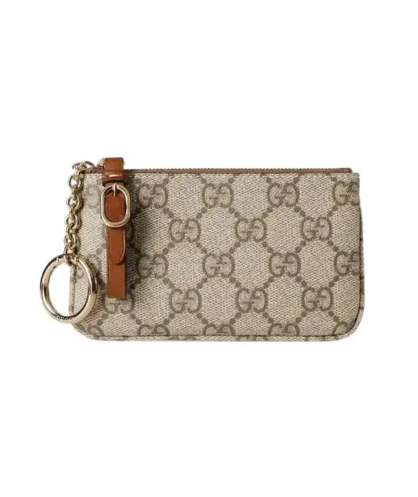 Gucci Gg Emblem Key Pouch Gg Canvas - Beige