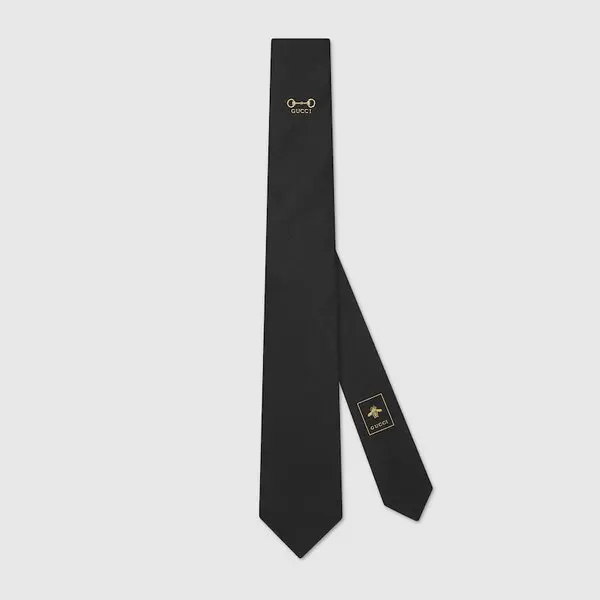 Gucci Silk Jacquard Neck Tie - Black