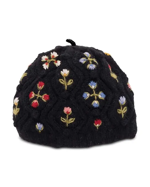 FRENCH KNOT Tilly Knitted Wool Hat - Black