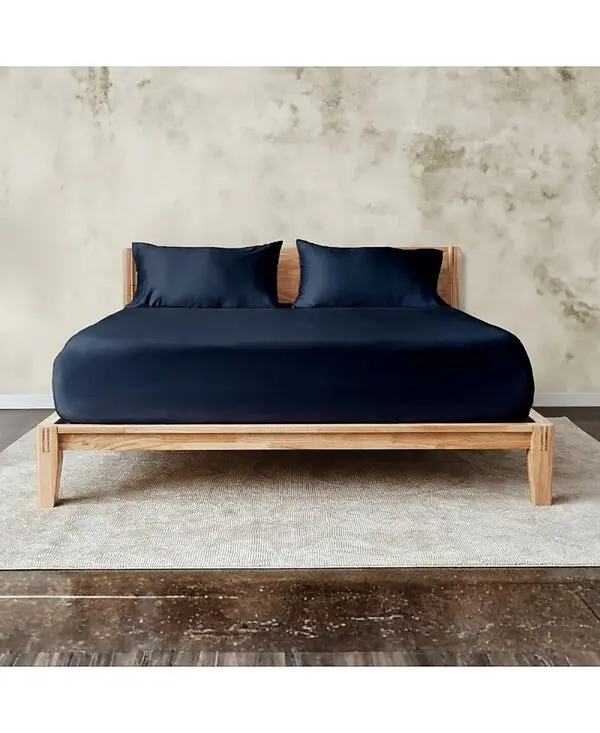 ETTITUDE Luxe Cleanbamboo Sateen+ Fitted Sheet, King - Indigo