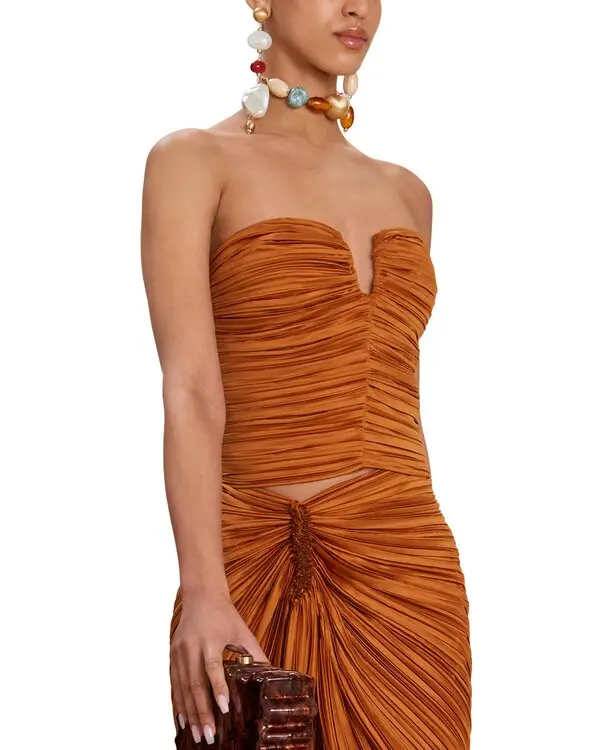 Cult Gaia Maria Plisse Strapless Top