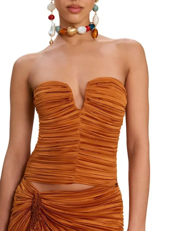 Cult Gaia Maria Plisse Strapless Top