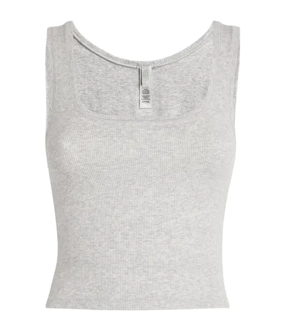 SKIMS Stretch-cotton Ribbed Tank Top - Grey