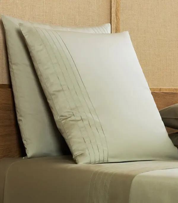 Frette Cotton Lush Ajour Square Pillowcase Set - Green