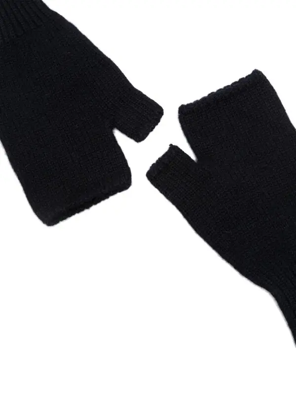 BARRIE Shearling-trim Fingerless Gloves - Blue