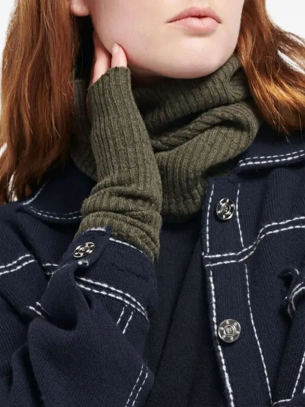 BARRIE Ribbed-knit Cashmere Snood - Green