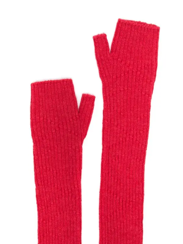 BARRIE Cashmere Fingerless Gloves - Red