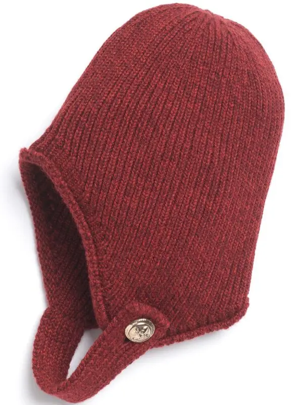 BARRIE Strap-detail Ribbed Cashmere Beanie - Red