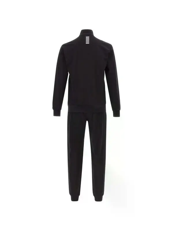 EA7 Core Identity Cotton Tracksuit With Zip And Stand Collar - Black