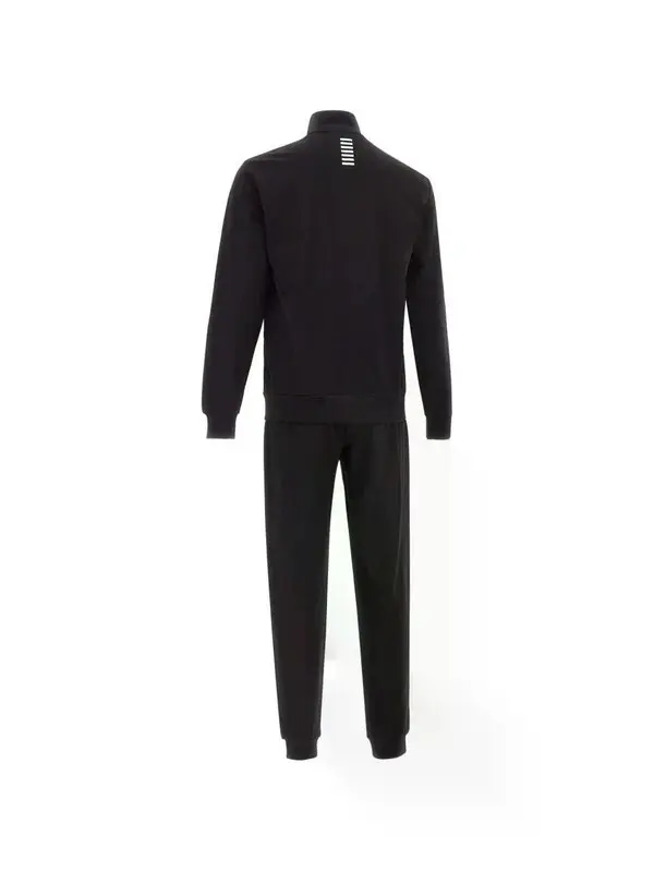 EA7 Core Identity Cotton Tracksuit With Zip And Stand Collar - Black
