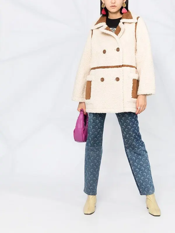 STAND STUDIO Double-breasted Faux Shearling Coat