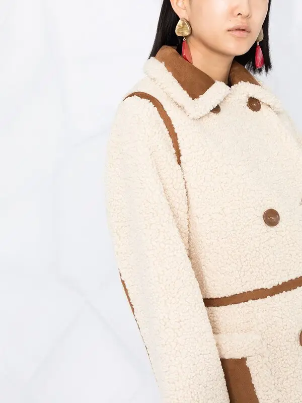 STAND STUDIO Double-breasted Faux Shearling Coat