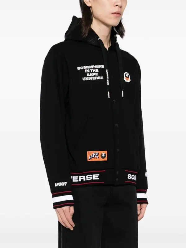 AAPE BY *A BATHING APE Moonface Logo Hooded Varsity Jacket