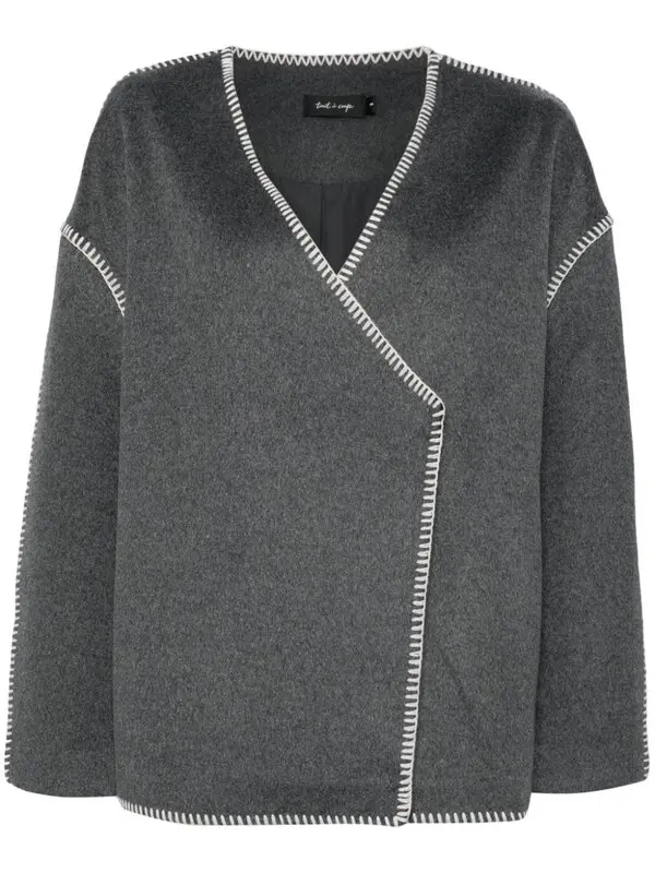 TOUT A COUP Stitch-detail Wrap Jacket - Grey