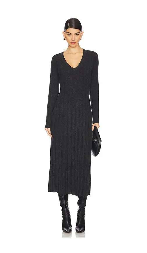 knit dress with pleated skirt Open-Knit Dress with Pleated Midi Skirt