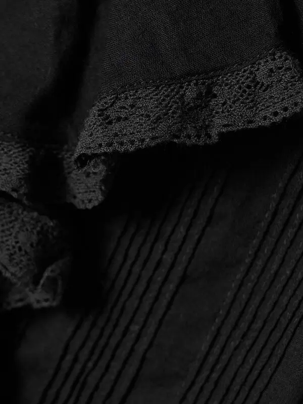 DÔEN Hardy Lace-trimmed Organic Cotton-voile Blouse - Black