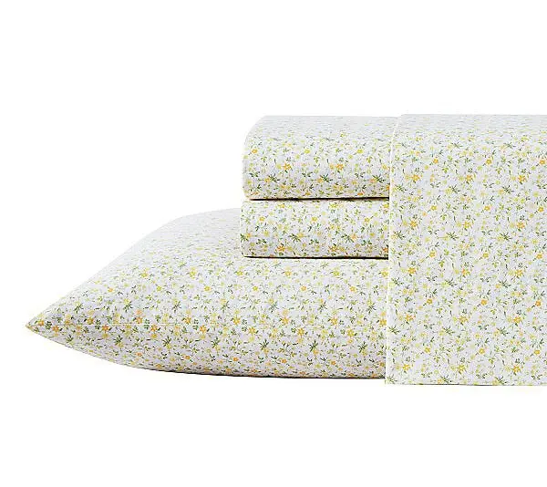 Laura Ashley Evie Yellow Cotton King Sheet Set - One-color