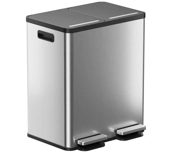 ITOUCHLESS 16 Gallon Stainless Steel Dual Trash Can - Silver