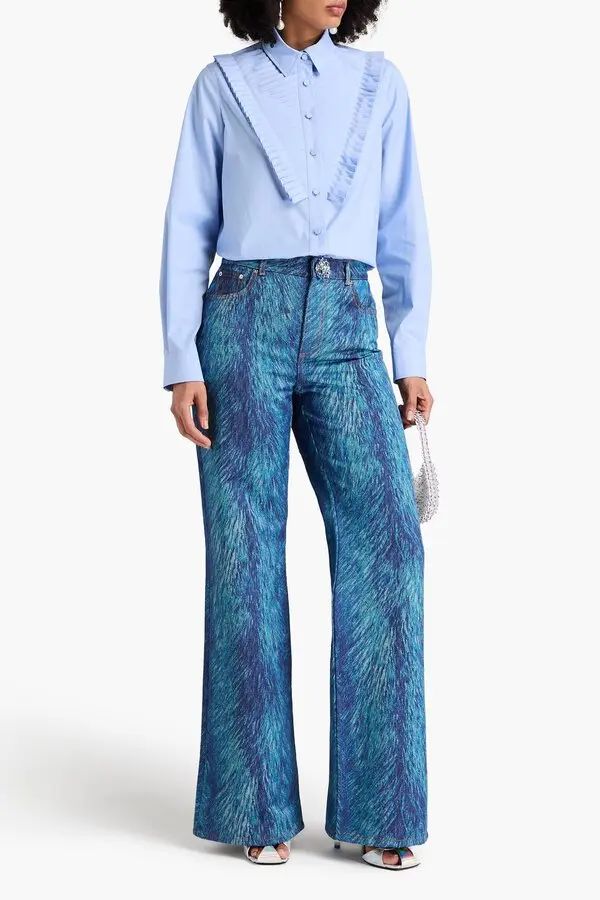 AREA Pintucked Cotton-blend Poplin Shirt