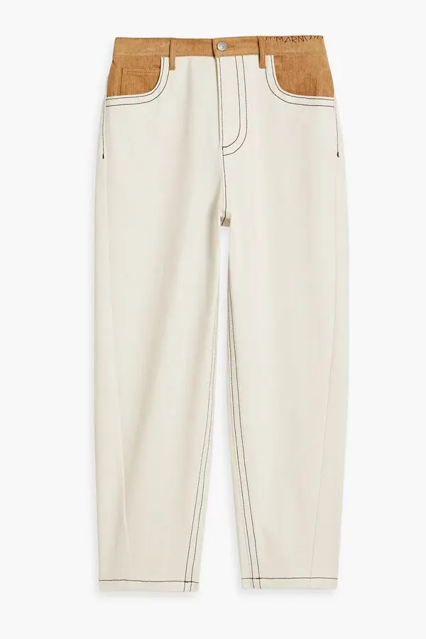 Marni Two-tone High-rise Tapered Jeans - Ivory