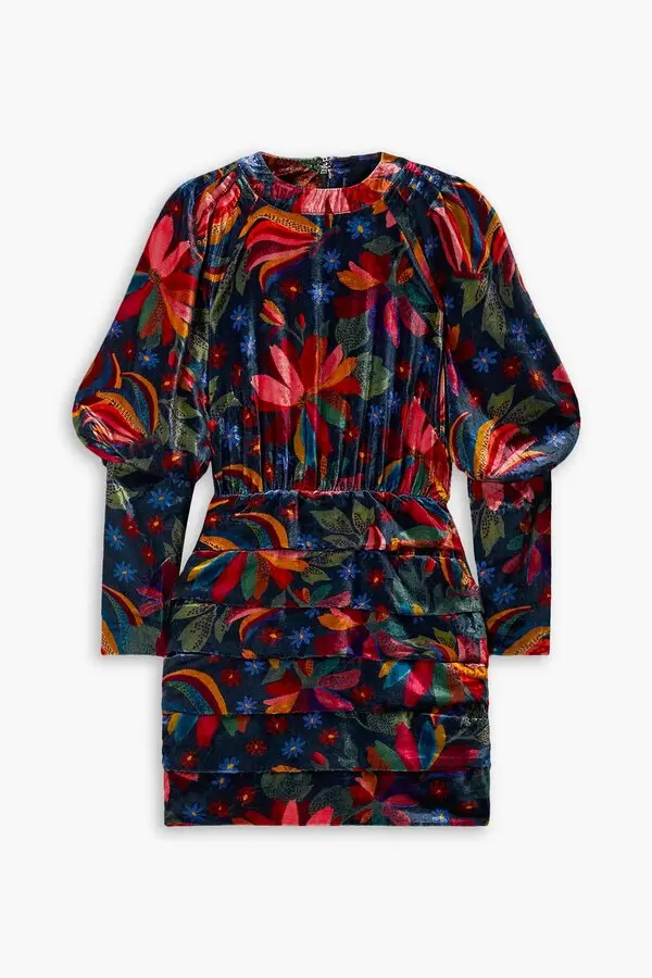 farm rio embroidered velvet mini dress FARM Rio Embroidered Tapestry Blue Mini Dress