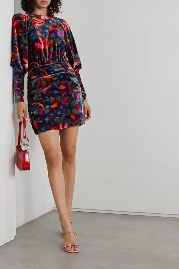 farm rio embroidered velvet mini dress Farm Rio Floral-Print Velvet Mini Dress In Black - 75% Off