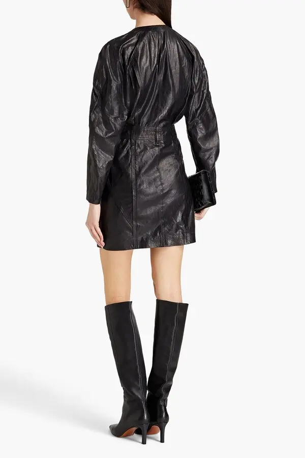 IRO PARIS Kala Crinkled Leather Mini Dress