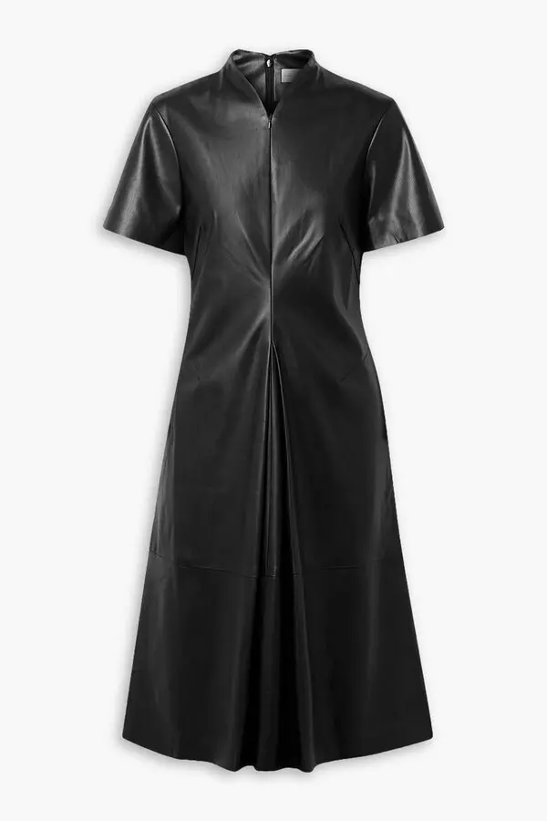 plus size leather fringe dress Women's Edgy Excellence Faux Leather Fringe Dress in Black main image 1
