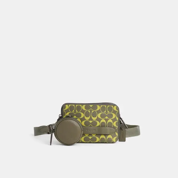 Coach Restored Charter Crossbody With Hybrid Pouch - Army Green/key Lime