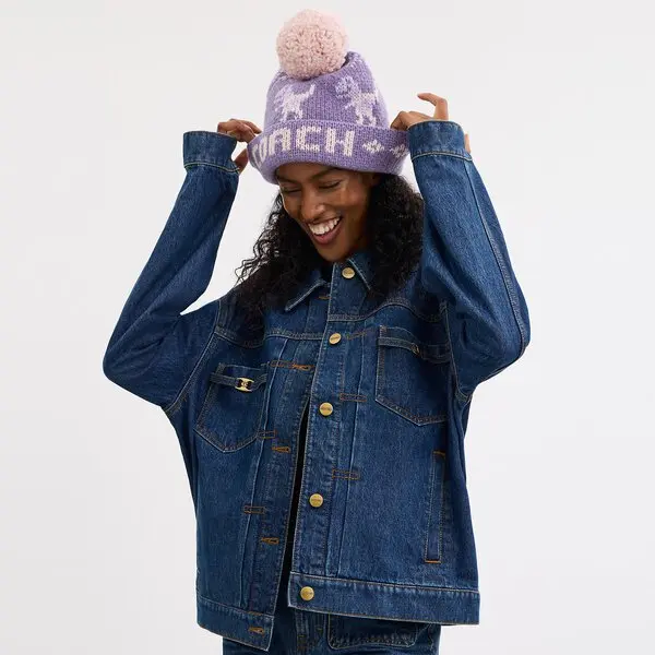 Coach Fair Isle Knit Beanie COACH❄️Classic Fair Isle Pom-Pom Beanie Blue Multi One  main image 4
