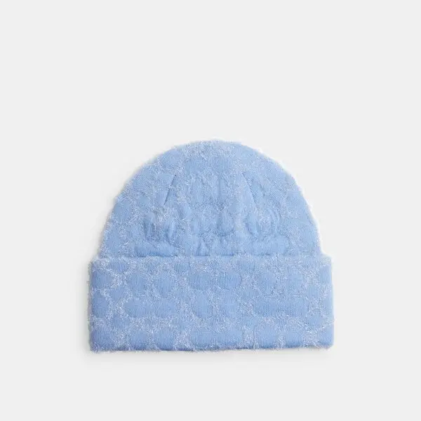 Coach Signature Metallic Beanie In Mist Blue - 30% Off  display picture 1