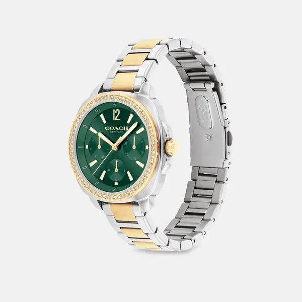 COACH Kitt Chronograph Watch With Crystal Bezel - Gold/silver