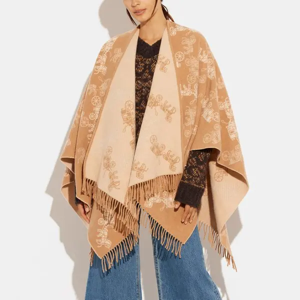 COACH Reversible Horse And Carriage Poncho