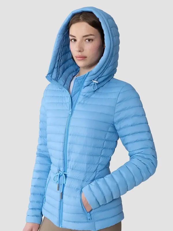 Soia & Kyo Ayleen Lightweight Hooded Puffer Jacket - Poolside Blue