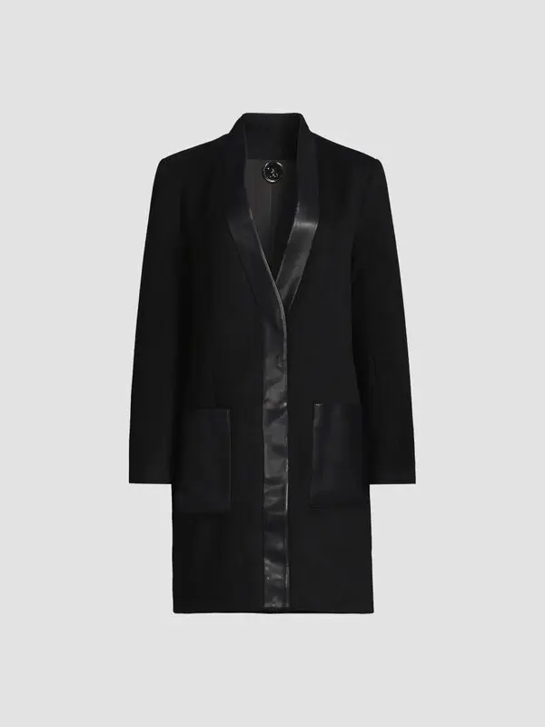 Kobi Halperin Brigitta Wool Faux Leather-trim Coat