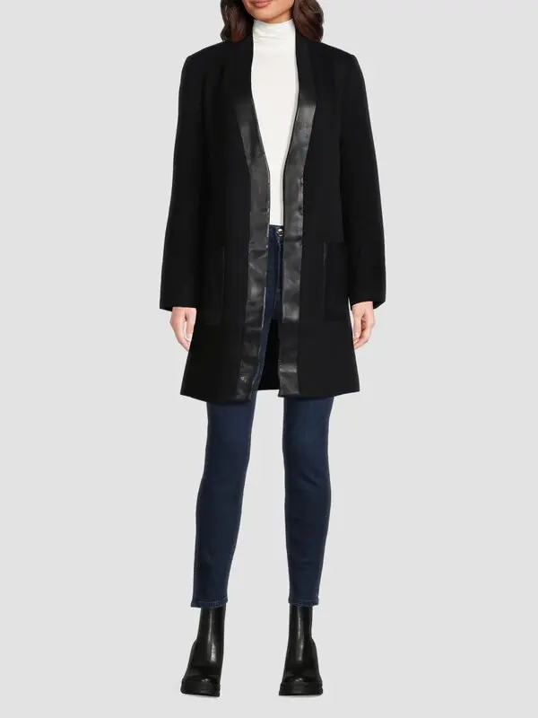 Kobi Halperin Brigitta Wool Faux Leather-trim Coat