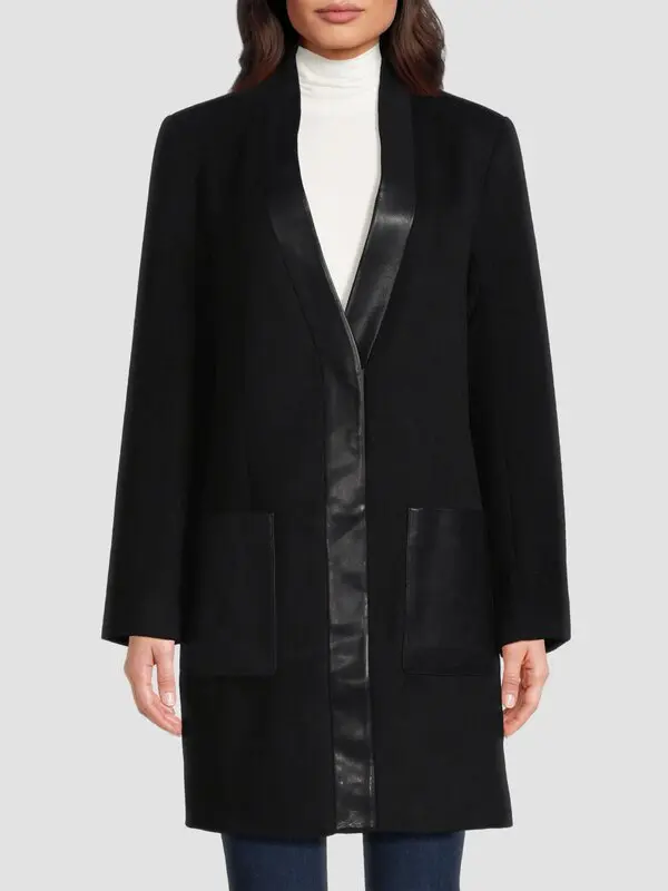 Kobi Halperin Brigitta Wool Faux Leather-trim Coat