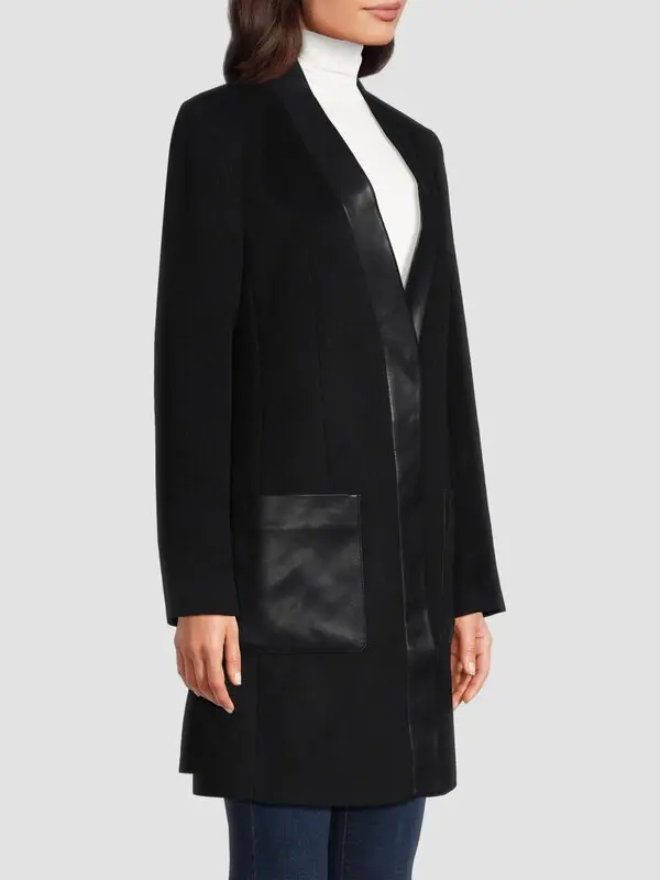 Kobi Halperin Brigitta Wool Faux Leather-trim Coat