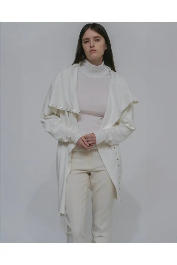 Rosetta Getty Interlock Jersey Funnelneck Snap Cardigan - White