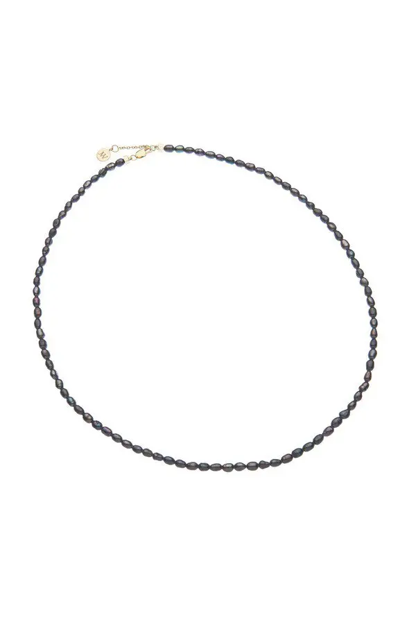 JANE WIN Rice Pearl Necklace - Black