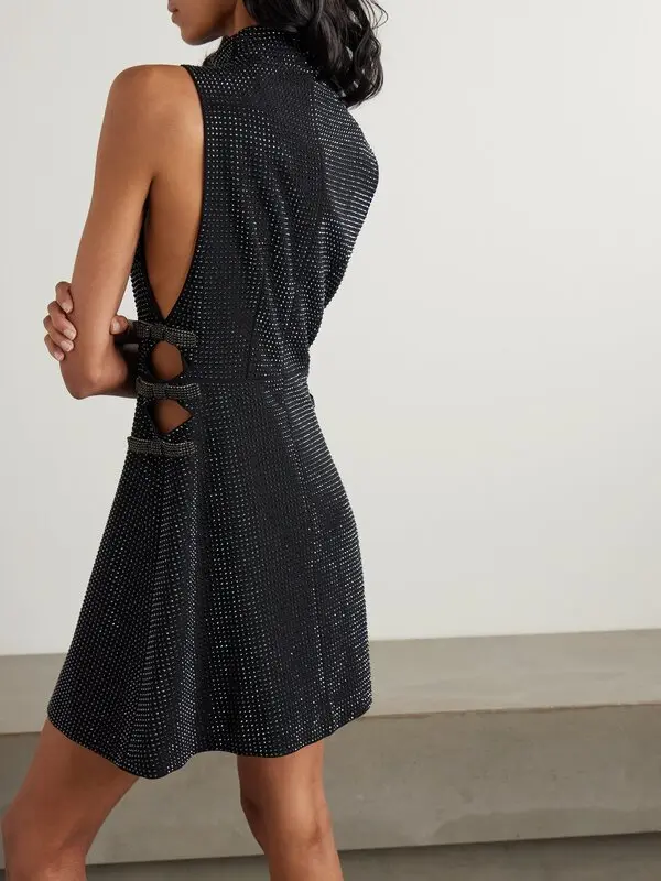 SELF-PORTRAIT Bow And Crystal-embellished Crepe Mini Dress