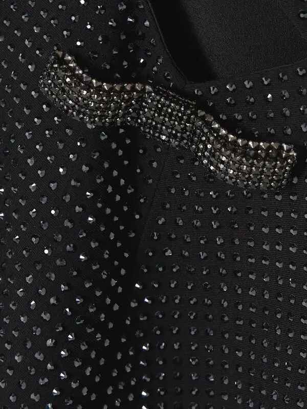 SELF-PORTRAIT Bow And Crystal-embellished Crepe Mini Dress