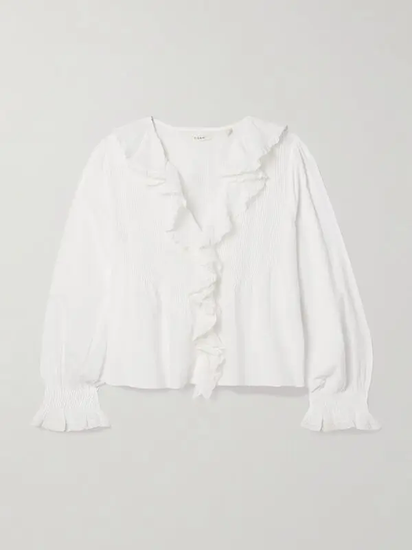 DÔEN Hardy Lace-trimmed Organic Cotton-voile Blouse - White
