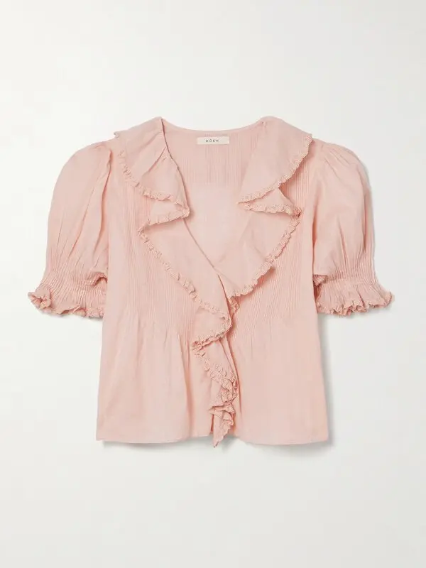 DÔEN Henri Lace-trimmed Organic Cotton-voile Blouse - Pink