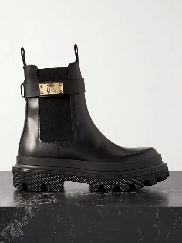 Dolce & Gabbana Embellished Leather Chelsea Boots - Black