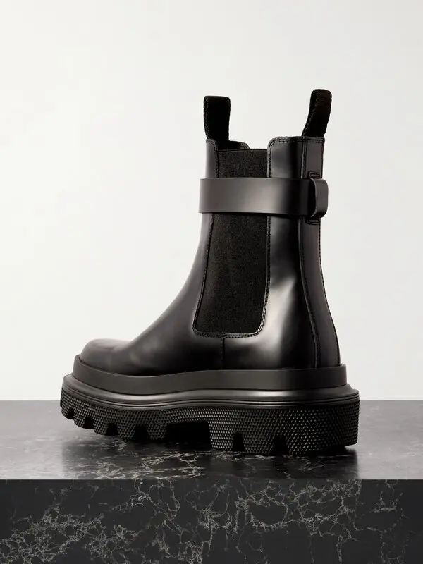 Dolce & Gabbana Embellished Leather Chelsea Boots - Black