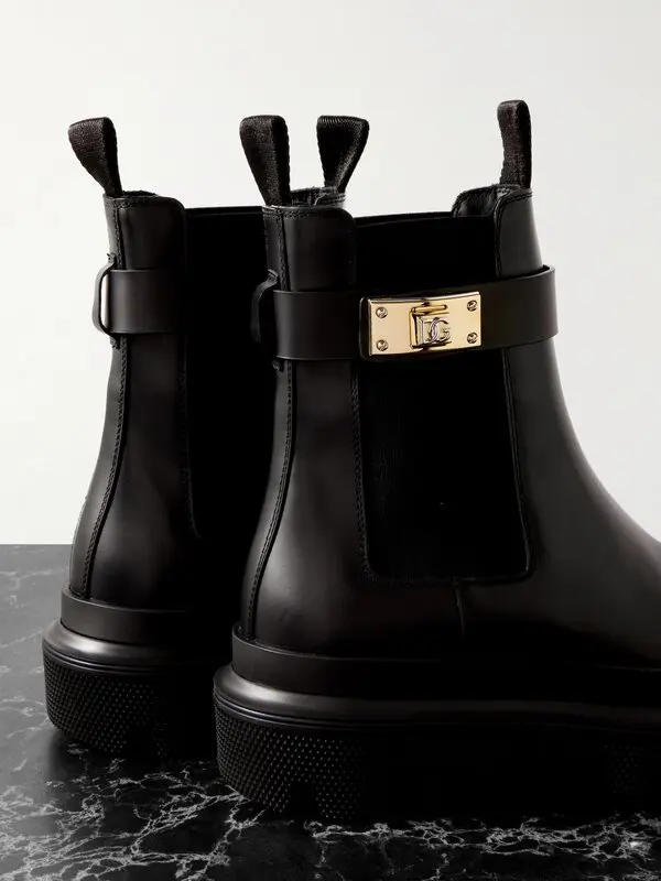 Dolce & Gabbana Embellished Leather Chelsea Boots - Black
